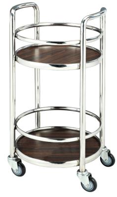 China Restaurant Supply Equipment 2 Layer Liquor Trolley Round With 4 Swivel Castors for sale