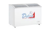 China DUKERS Curved Glass Door Showcase Commercial Refrigerator Freezer 220V 50Hz for sale