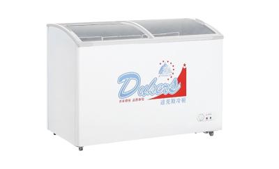 China DUKERS Curved Glass Door Showcase Commercial Refrigerator Freezer 220V 50Hz for sale