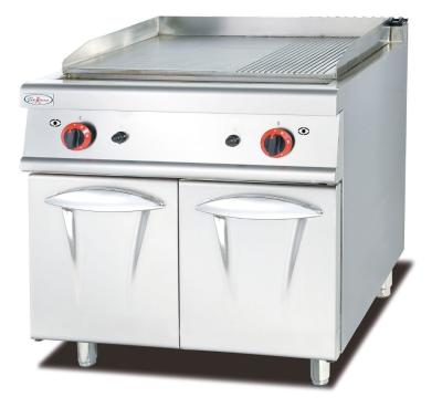 China Western Kitchen Equipment Gas Griddle With Cabinet 1/3 Grooved 800*900*940mm for sale