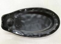 China Length 25cm Weight 384g Porcelain Dinnerware Sets Boat-shape Black Melamine Plate for sale