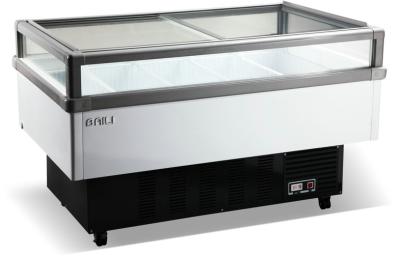 China Top Open Island Commercial Refrigerator Freezer 450L For Store , White Painting for sale