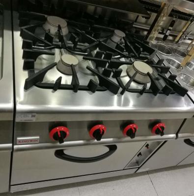 China Commercial Western Kitchen Equipment Gas Stove 4 Burner with Oven for sale