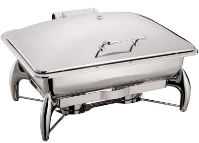 China Stainless Steel Chafing Dish Mechanical Hinge Lid 9.0Ltr Food Pan Buffet Cookwares Electric or Sterno Heat Source for sale