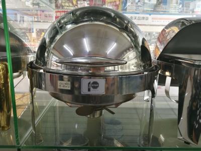 China Mirror Finish Stainless Steel Cookwares / Round Food Pan with Round Roll Top Lid Fully Open at 180° for sale