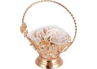 China High Grade Buffet Room Service Equipments Crystal Glass Fruit Basket with Zinc Alloy Electroplating Process for for sale