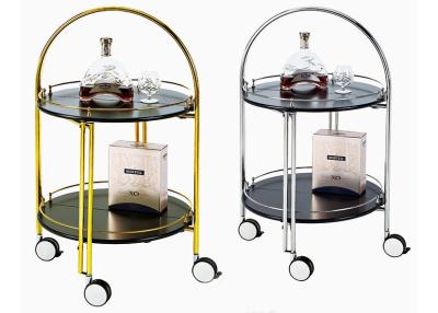 China Round Liquor Mahogany Finish Wood Room Service Equipments for Wine and Beverage with 4 Casters for sale