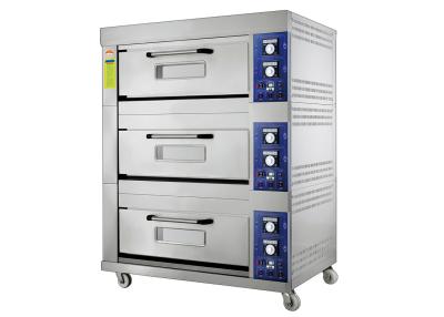 China Laminated-Type Gas Bakery Oven With Timing Control and Adjustable Temperature Range 20~400°C Capacity 3 Decks 6 Trays for sale