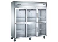China Imported Aspera Compressor Six Glass Door Commercial Kitchen Refrigerator with Four Mobile Castors for sale