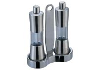 China Stainless Steel Salt And Pepper Shaker And Mill , Commercial Buffet Supplies 2 Pieces Flavour Bottles Set With Handle for sale