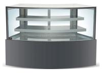 China Refrigeration Arc Glass Cake Showcase With Black Marble Base 2100x800x1300MM for sale