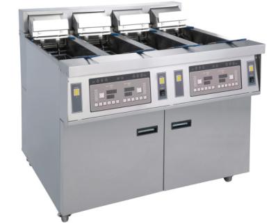 China Stainless Commercial Kitchen Equipments / 4x13L Four - Cylider Deep Fryer With Cabinet for sale