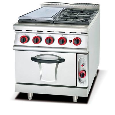 China Commercial Hotel Kitchen Equipment Gas 4 Burner With Griddle And Oven for sale