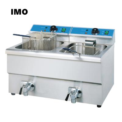 China 6kw Western Kitchen Equipment Electric Counter Top Double Basket 12L*2 Fryer for sale