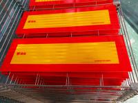 China Custom Logo Screen Printing Chevron Reflector Reflect Sticker Rectangle Yellow Red Prismatic Reflective Tape Sticker for sale