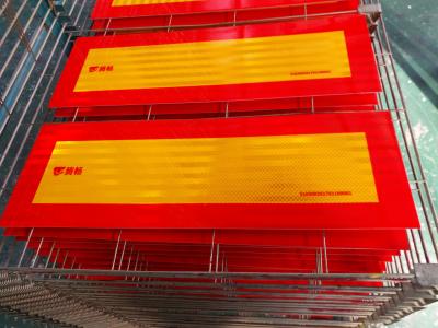 China Custom Logo Screen Printing Chevron Reflector Reflect Sticker Rectangle Yellow Red Prismatic Reflective Tape Sticker for sale