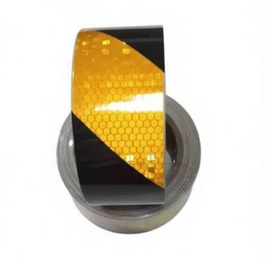 China 20cm*50m Yellow and Black PVC Printable Reflective Material Honeycomb Crystal Lattice Stripe Tape for Car and Truck Vehicles for sale