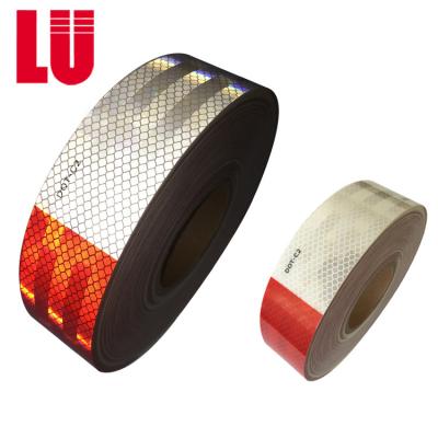 China Prismatic DOT C2 Red And White Reflective Tape With Black Marks for sale