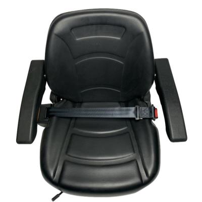 China Black PU Leather Forklift Seat with Micro Switch Armrests and 1 Year Warranty for sale