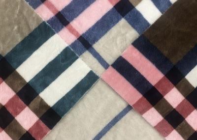 China 530GSM Coral Fleece Blanket Fabric - 230cm Width 100% Polyester Checked Pattern Material for Home Textiles for sale