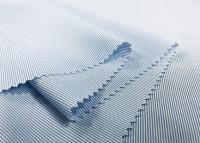 China 130GSM 100% Polyester Warp Knitted Shirt Fabric with 150cm Width and Blue Stripes for Workwear for sale
