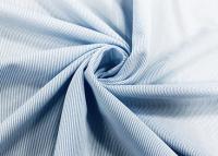 China 130GSM 100% Polyester Warp Knitted Shirt Fabric with 150cm Width and Blue Stripes for Workwear for sale