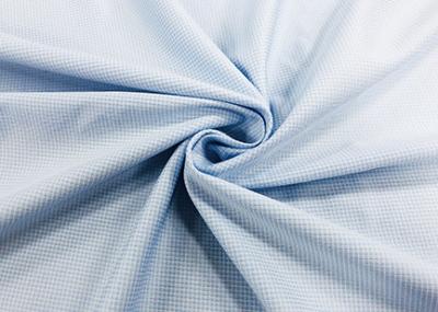 China 130GSM 100% Polyester Warp Knitting Fabric for Work Shirts - 150cm Width Blue Checks Pattern for sale