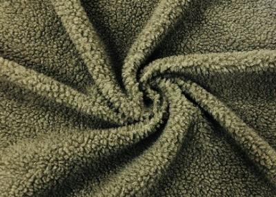 China 150cm 300GSM Olive Green Sherpa Fleece Blanket Fabric - 100% Polyester Woollike Textile for sale
