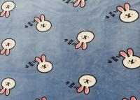 China 310GSM Double Velvet Soft Blanket Fabric 100% Polyester Cartoon Bunny Pattern 150cm Width for sale