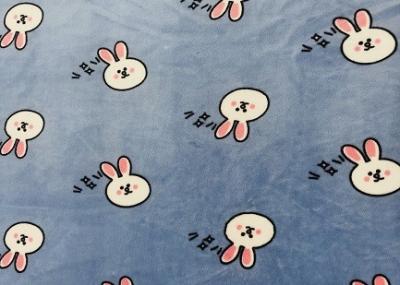 China 310GSM Double Velvet Soft Blanket Fabric 100% Polyester Cartoon Bunny Pattern 150cm Width for sale