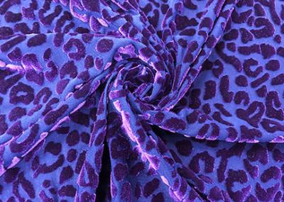 China 220GSM 94% Polyester Burnt Out Velvet Fabric 150cm Width Purple Leopard Print for Women's Garments for sale