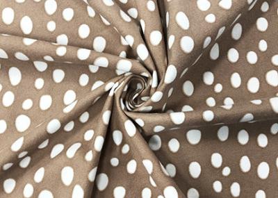 China 140GSM 100% Polyester Velvet Fabric with Water Printing - 150cm Width White Dots Brown Pattern for Home Textiles for sale
