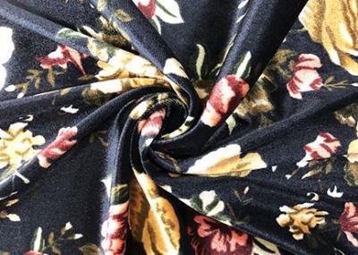 China 240GSM Polyester Velvet Fabric with 6% Spandex - 150cm Width Night Garden Print for Women's Dresses for sale