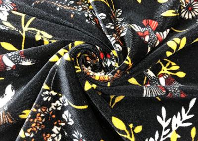 China 240GSM Warp Knitted Polyester Velvet Fabric - Birds & Flowers Pattern, 150cm Width for Women's Dresses for sale