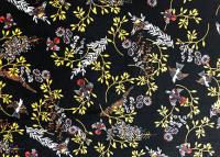 China 240GSM Warp Knitted Polyester Velvet Fabric - Birds & Flowers Pattern, 150cm Width for Women's Dresses for sale
