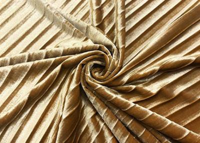 China 290GSM 93% Polyester Pleat Gold Velvet Upholstery Fabric 150cm Width for Ladies Skirts for sale