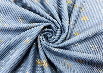 China 230GSM 100% Polyester Bronzing Corduroy Fabric with Stars Pattern - 155cm Width Blue Textile for sale