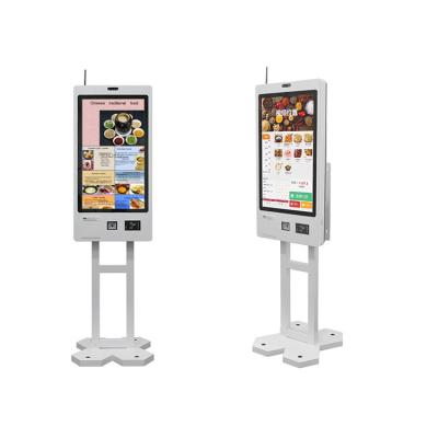 China Wall Mount or Floor Stand Touch Screen Self Service Ordering Payment Kiosk with Receipt Printer and QR Scanner for Restaurant for sale