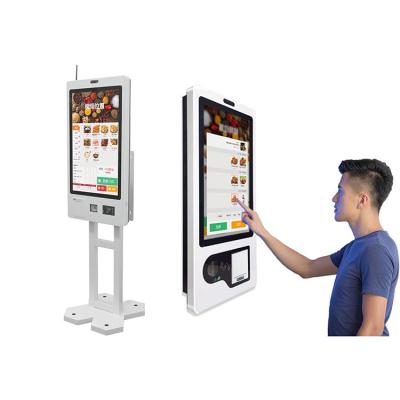 China 21.5 23.8 Inch Self Service Touch Screen Kiosk Restaurant Barcode Scanner Ticket Printer Android POS Wall Mounted Payment Kiosk for sale