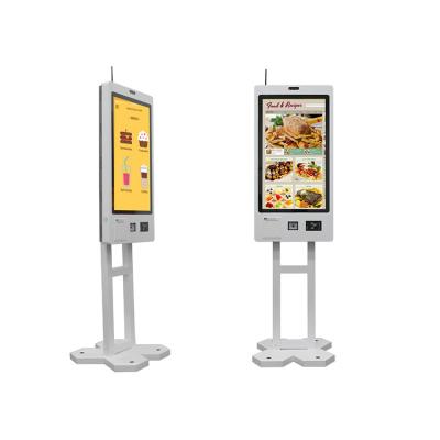 China 21.5 23.8 27 32 Inch Touch Screen Self Service QR Code Scanner Ticket Receipt Printer Ordering Payment Kiosk for Restaurant for sale