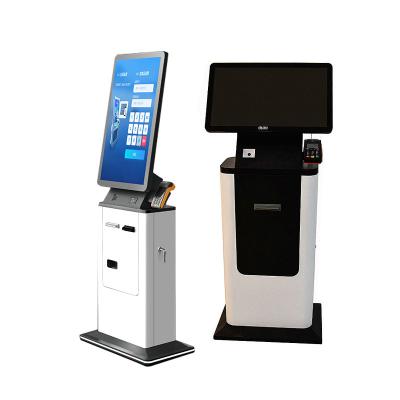 China 32 Inch Self Service Kiosk Machine Card Dispenser Cash Acceptor QR Code Passport Scanner Hotel Check Payment SDK Facial for sale