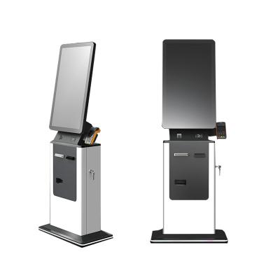 China Android 27 32 Inch Smart Touch Screen Airport Check in Kiosk Floor Standing Self Service Payment ID Passport Reader SDK Function for sale
