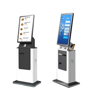 China 27 32 Inch LCD Touch Screen Self Service Payment Kiosk Cash Acceptor Card Dispenser Passport Scanner Hotel Check in Kiosk for sale