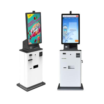 China Self Service Coin Cash Change Kiosk Machine with SDK Barcode Reader Passport Scanner Foreign Currency Exchange Payment Kiosk for sale