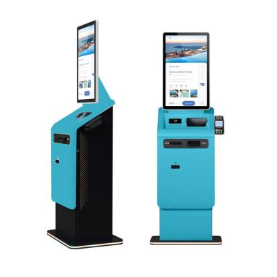 China 27 32 Inch POS Floor Stand Payment Kiosks Self Service Passport Scanner NFC Thermal Printer Cash Coin Payment Kiosk Terminal for sale