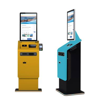 China 32 Inch Indoor Floor Standing PC Interactive Touch Screen Payment Kiosk Android POS Self Cash Recycle Printer Scanner Metal Case for sale