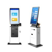 China Interactive Check In Counter Kiosk With Touchscreen Card Reader Power for sale