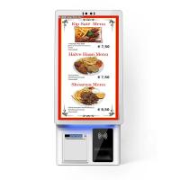 China White 10 Point Capacitive Touch Restaurant Ordering Kiosk with 1920*1080P Resolution for Indoor Self Service for sale