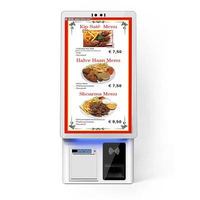 China White 10 Point Capacitive Touch Restaurant Ordering Kiosk with 1920*1080P Resolution for Indoor Self Service for sale
