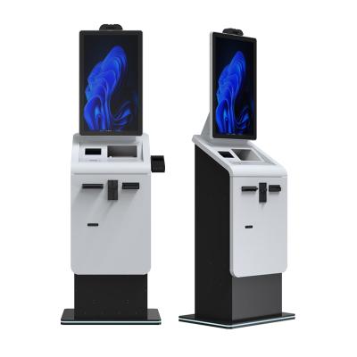 China 27 32 Inch Android Touch Screen Self Service Terminal Payment Kiosks with A4 Printer QR Code Scanner Currency Exchange Machine for sale